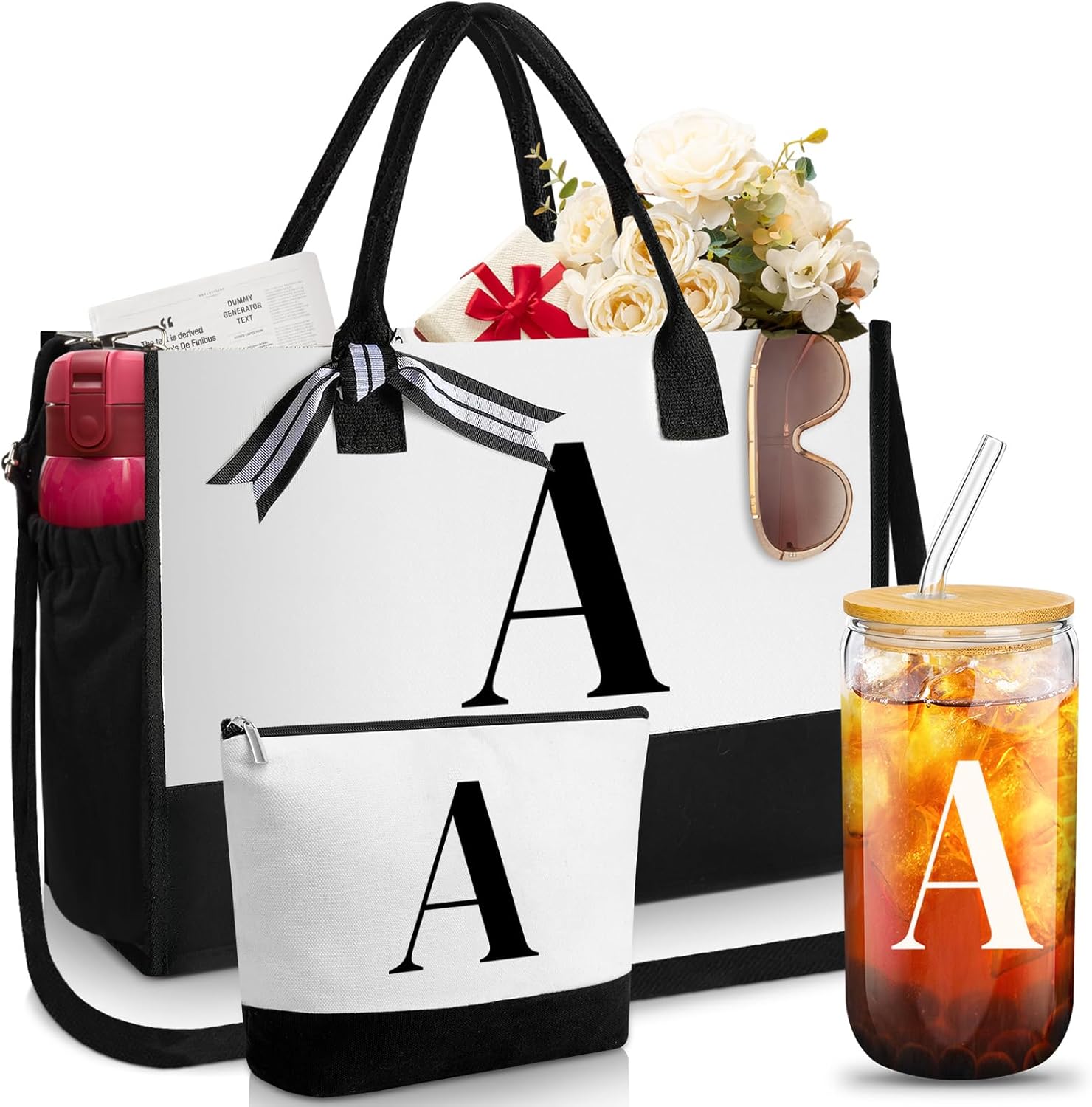 Amazon.com: Aliceset Initial Gifts for Women Canvas Tote Bag Gift ...