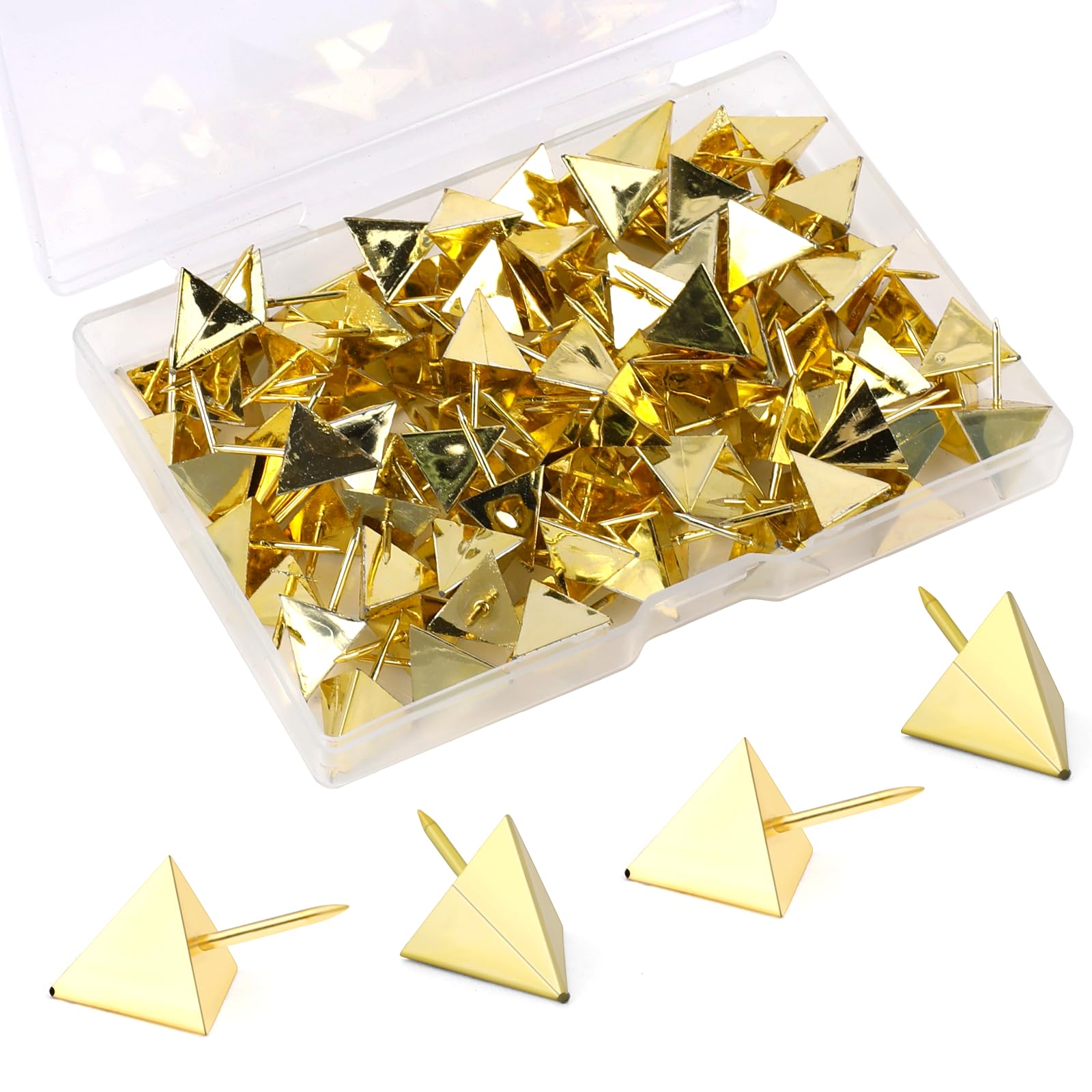 Amazon.com: 100 Pcs Gold Push Pins, Triangle-Shaped Push Pins with ...