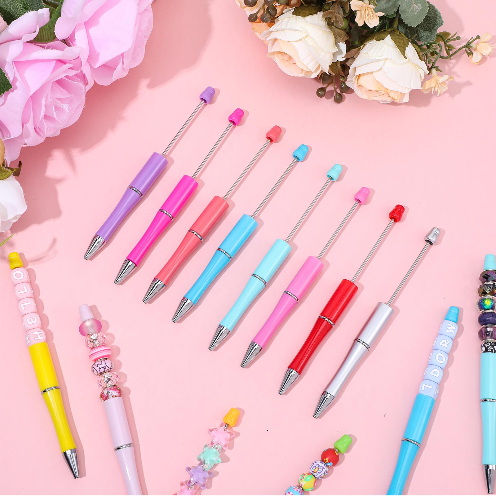 Snapklik.com : COMNICO 60PCS DIY Beadable Pens Plastic Beaded Ballpoint ...