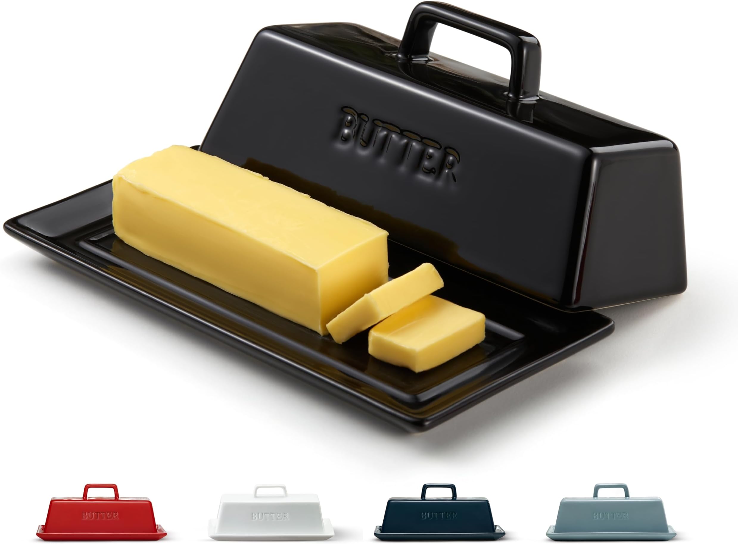 Amazon.com | ENERFLAT Butter Dish with Lid – Elegant Ceramic Butter ...