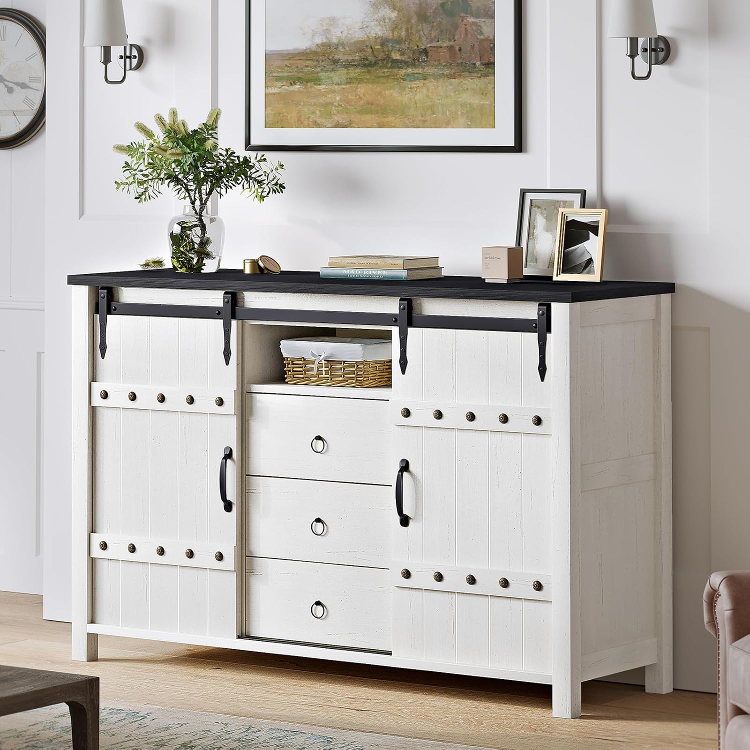 Amazon.com: REAHOME Farmhouse Dresser for Bedroom Wood Dresser 48" Wide ...