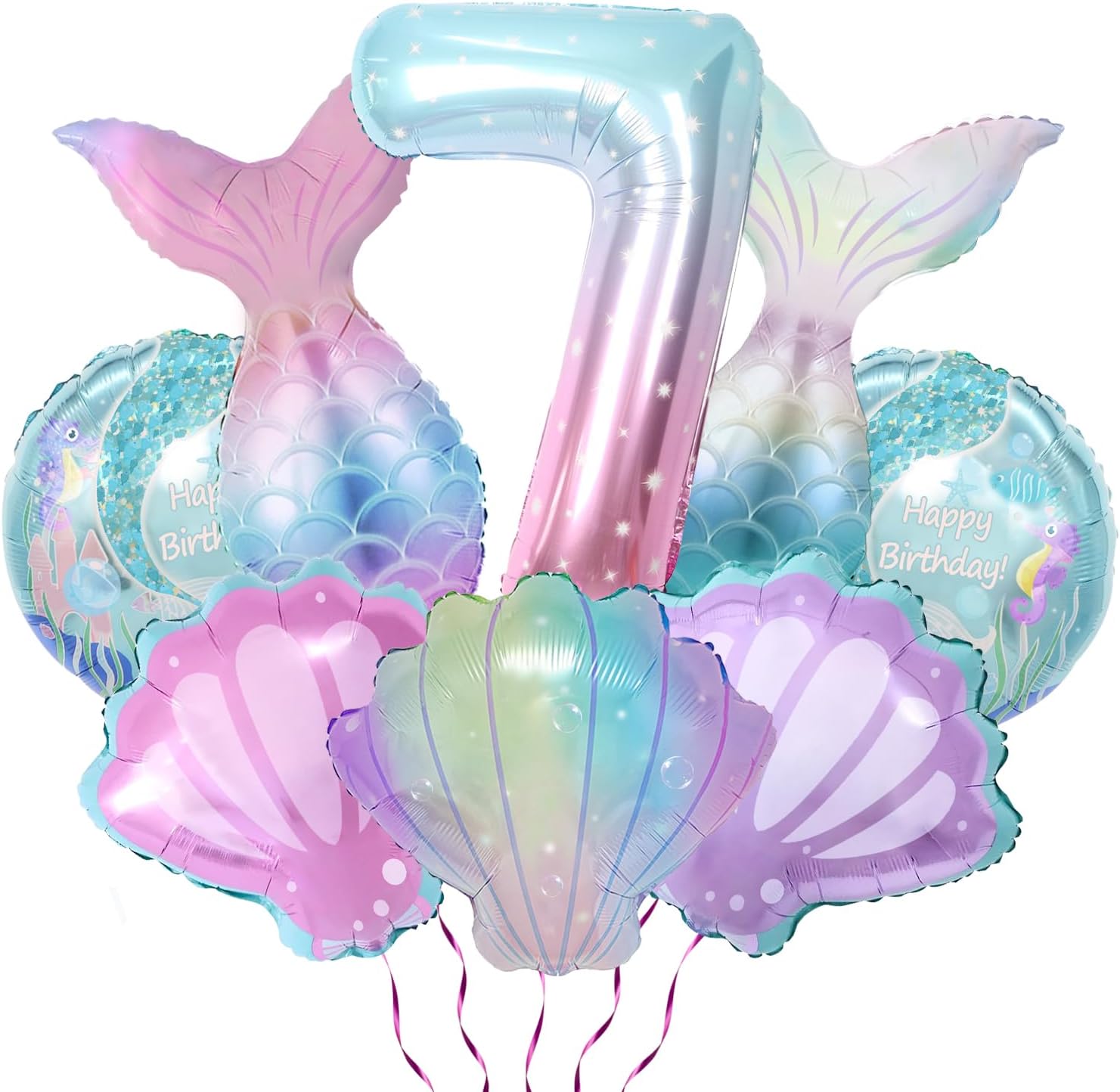 Amazon.com: 8Pcs Mermaid Party Decorations Balloons - Large Number 7 ...