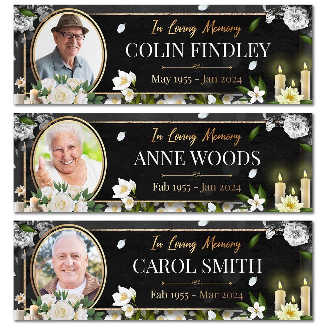 2 Personalised Funeral Banner Photo Funeral Sign In Loving Memory ...