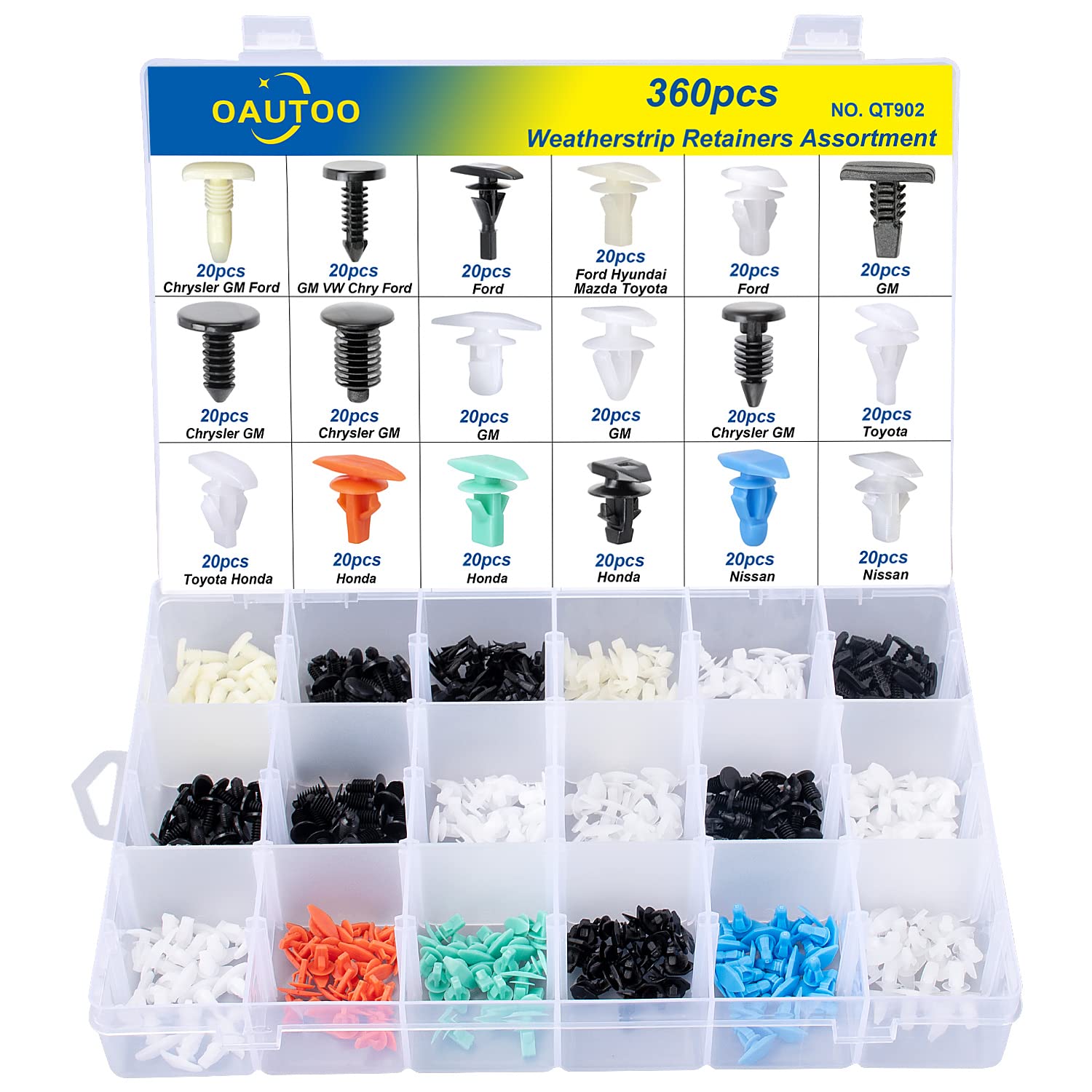 Amazon.com: OAUTOO 360pcs Weatherstrip Retainer Clips Quick-Select Kit ...