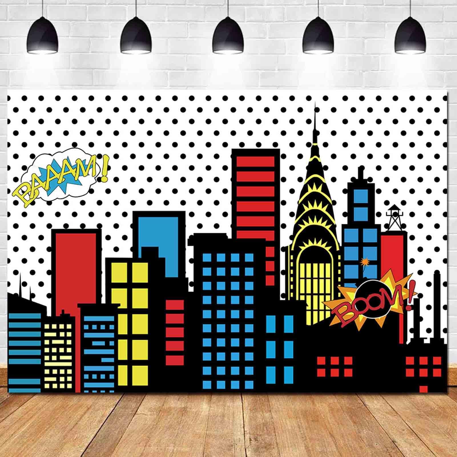 Amazon.com : Super City Photography Backdrops Skyline Buildings City ...