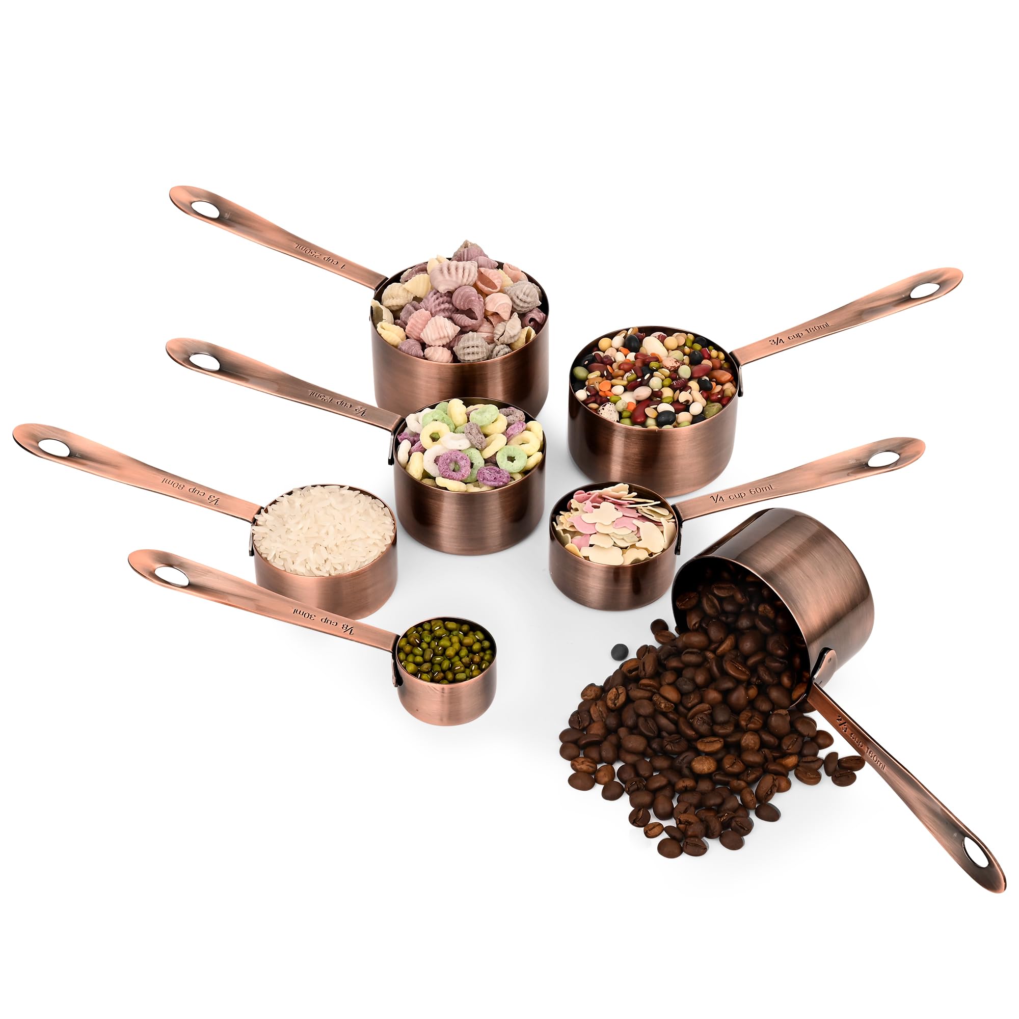Amazon.com: Kalsreui Measuring Cups Set, Copper Measuring Cups Set 7 ...
