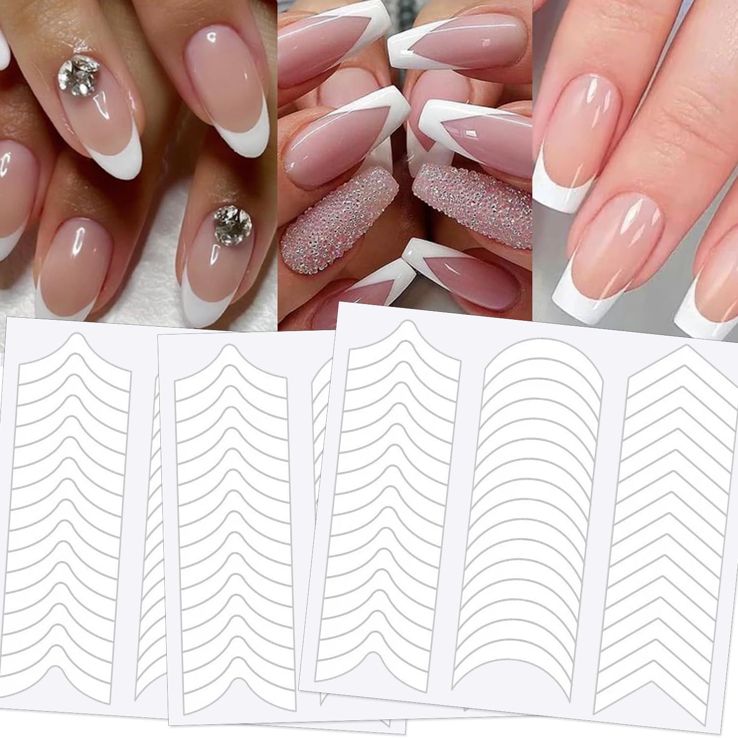 Amazon.com: 64 Sheet French Tip Nail Guides - Self-Adhesive French ...