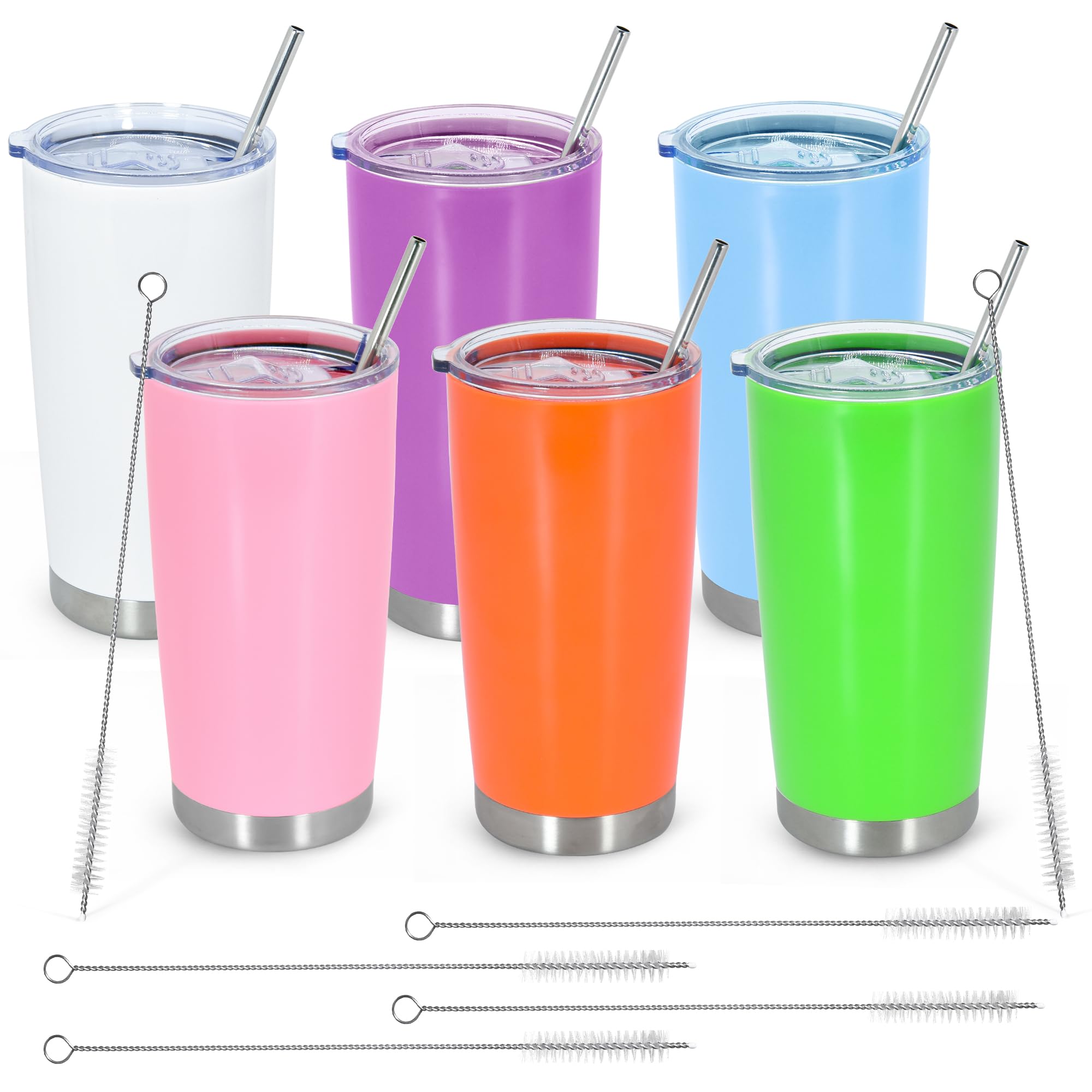 Amazon.com | Icesip 6Pack Plastic Tumblers 20 oz, Reusable Plastic Cups ...