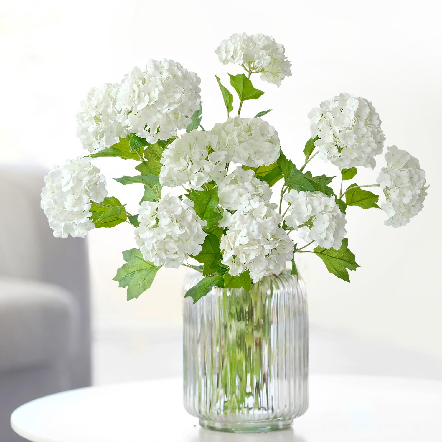 Amazon.com: JINWOE White Flowers Hydrangea Artificial Flowers,4pcs ...