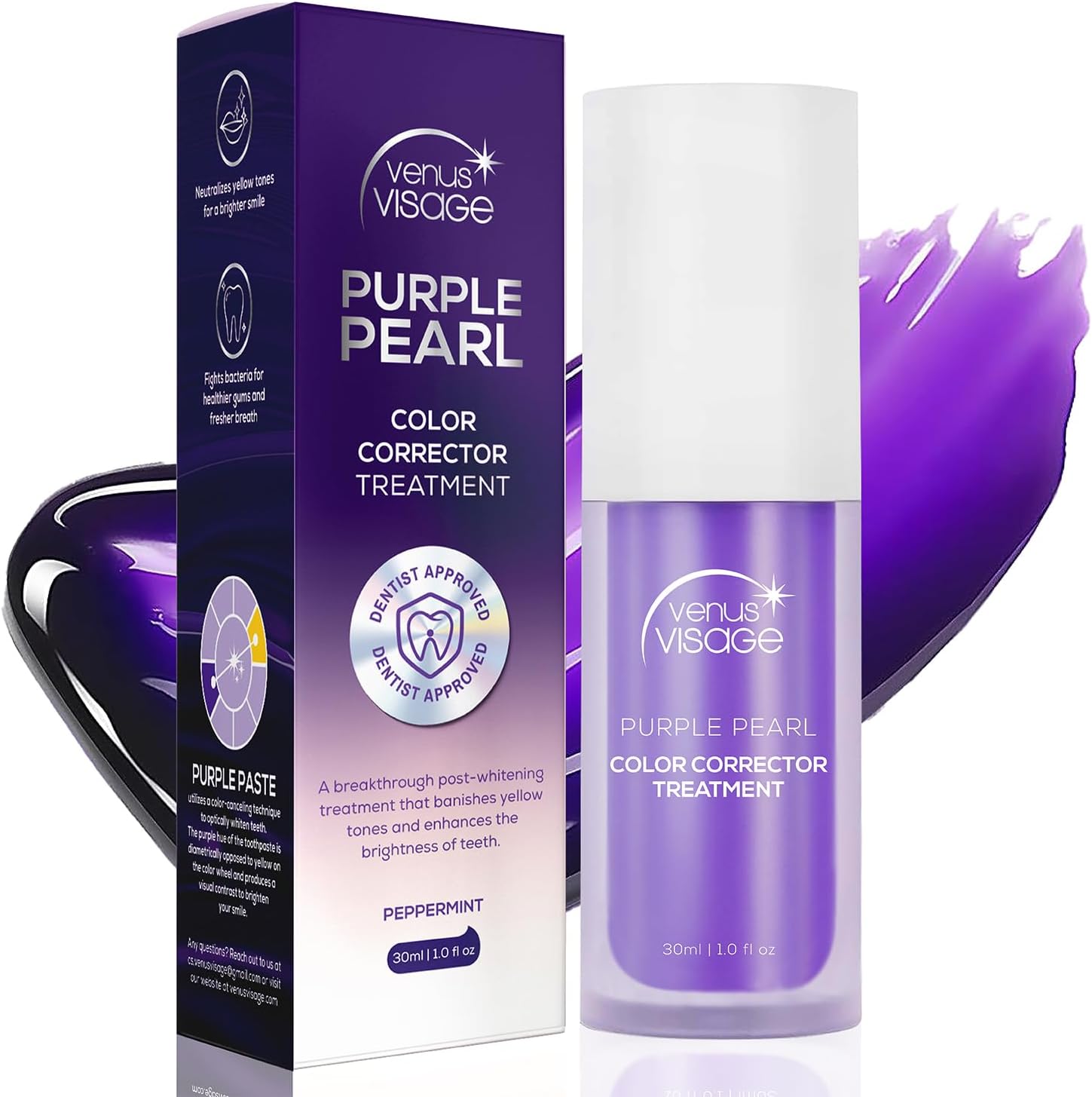 Amazon.com: Venus Visage Color Corrector Purple Toothpaste - Dazzling ...