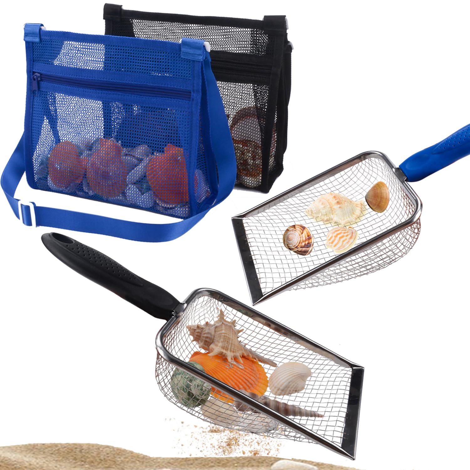 Amazon.com: U-Zimikee Beach Mesh Shovel with Mesh Beach Bag Shell Bags ...