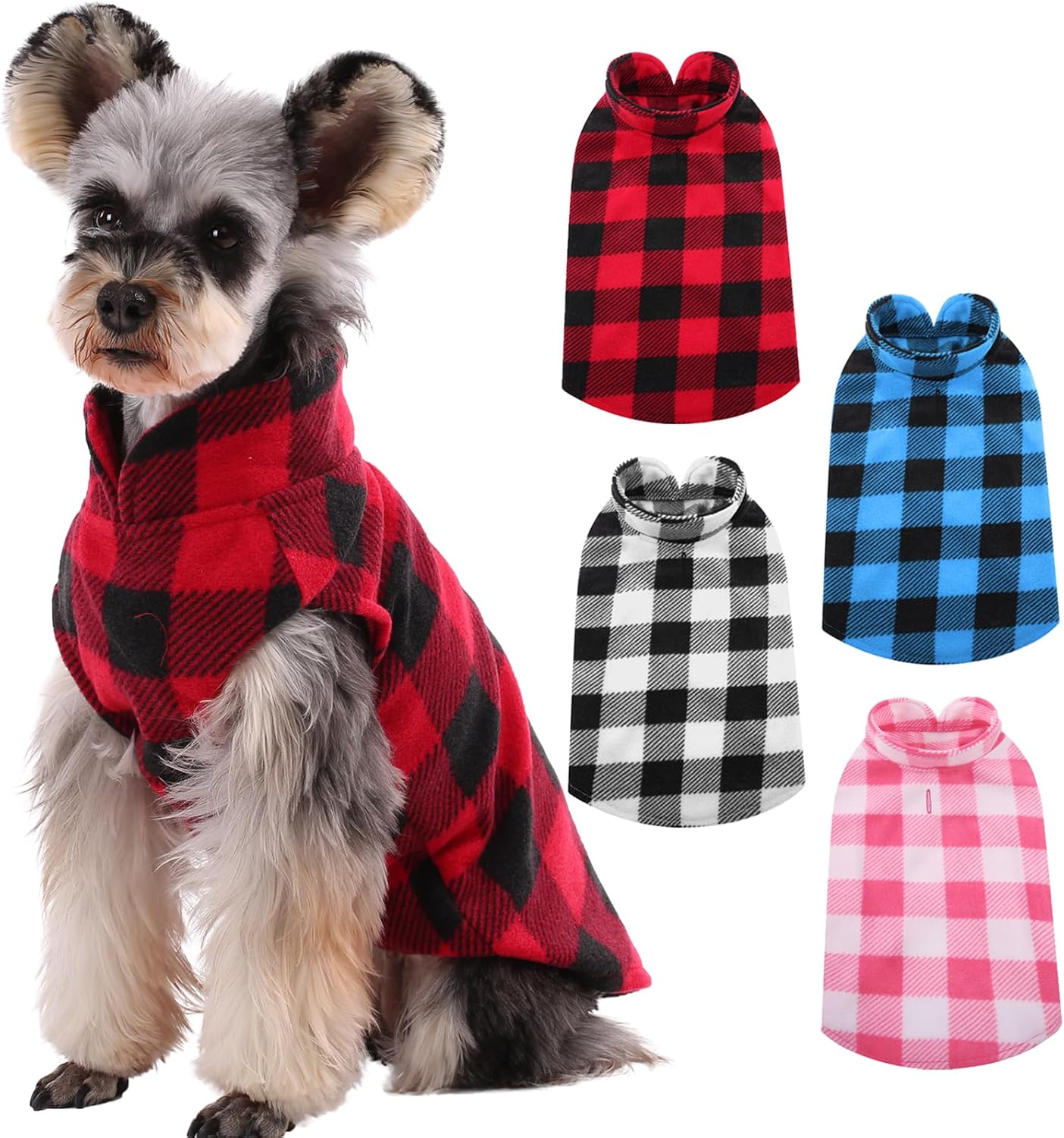 Amazon.com : Kuoser 4 Pack Dog Fleece Vest,Warm Plaid Dog Sweater with ...