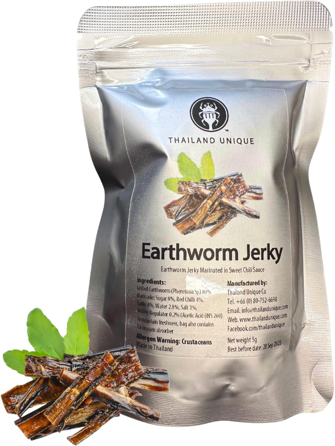 Amazon.com : Thailand Unique Marinated Earthworm Jerky - 5 Gram Bag of ...