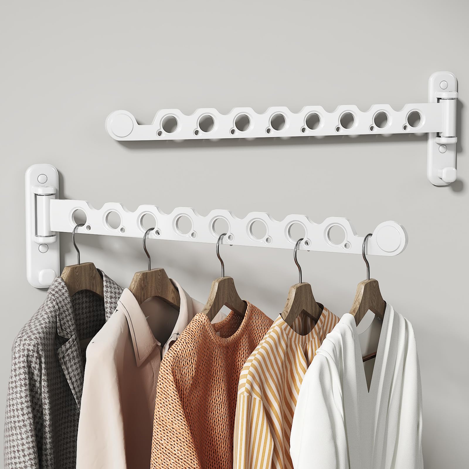 Snapklik.com : Dancrul Wall Mounted Clothes Hanger Rack Foldable Drying ...