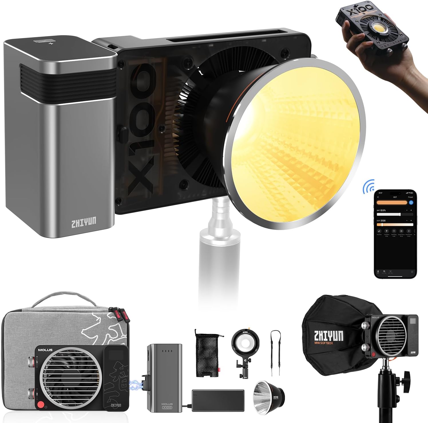 ZHIYUN Molus G200 [Official] Lumiere Video 200W, COB LED Eclairage ...