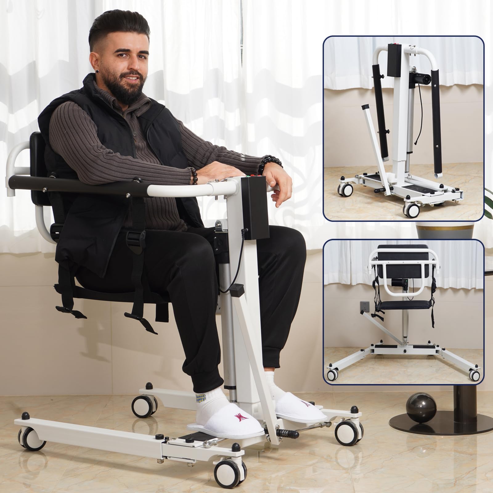 Amazon.com: Electric Patient Lift Transfer Chair,Foldable Transfer Lift ...