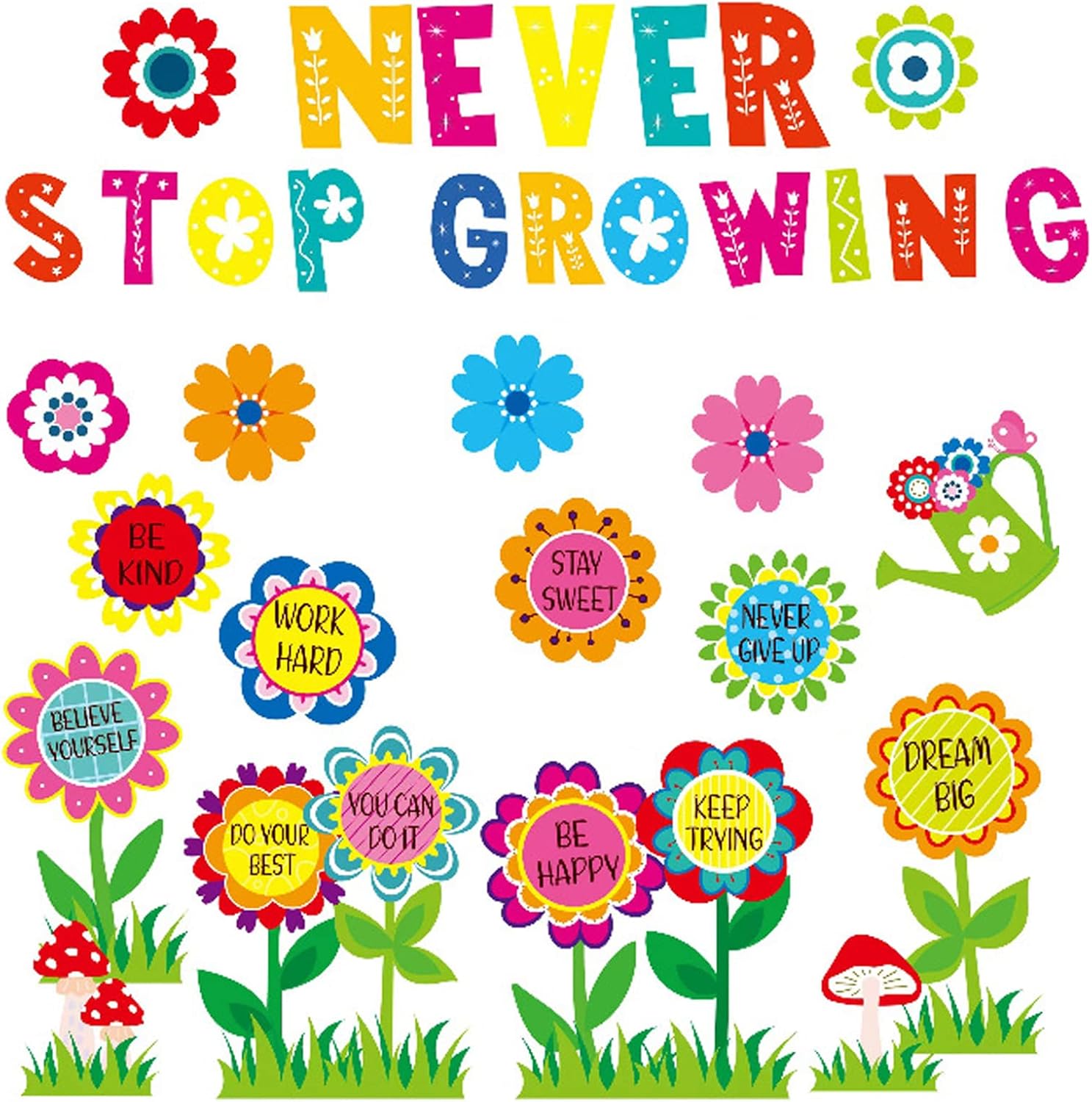 Amazon.com: 45 Pcs Summer Flower Cutouts Classroom Bulletin Board ...