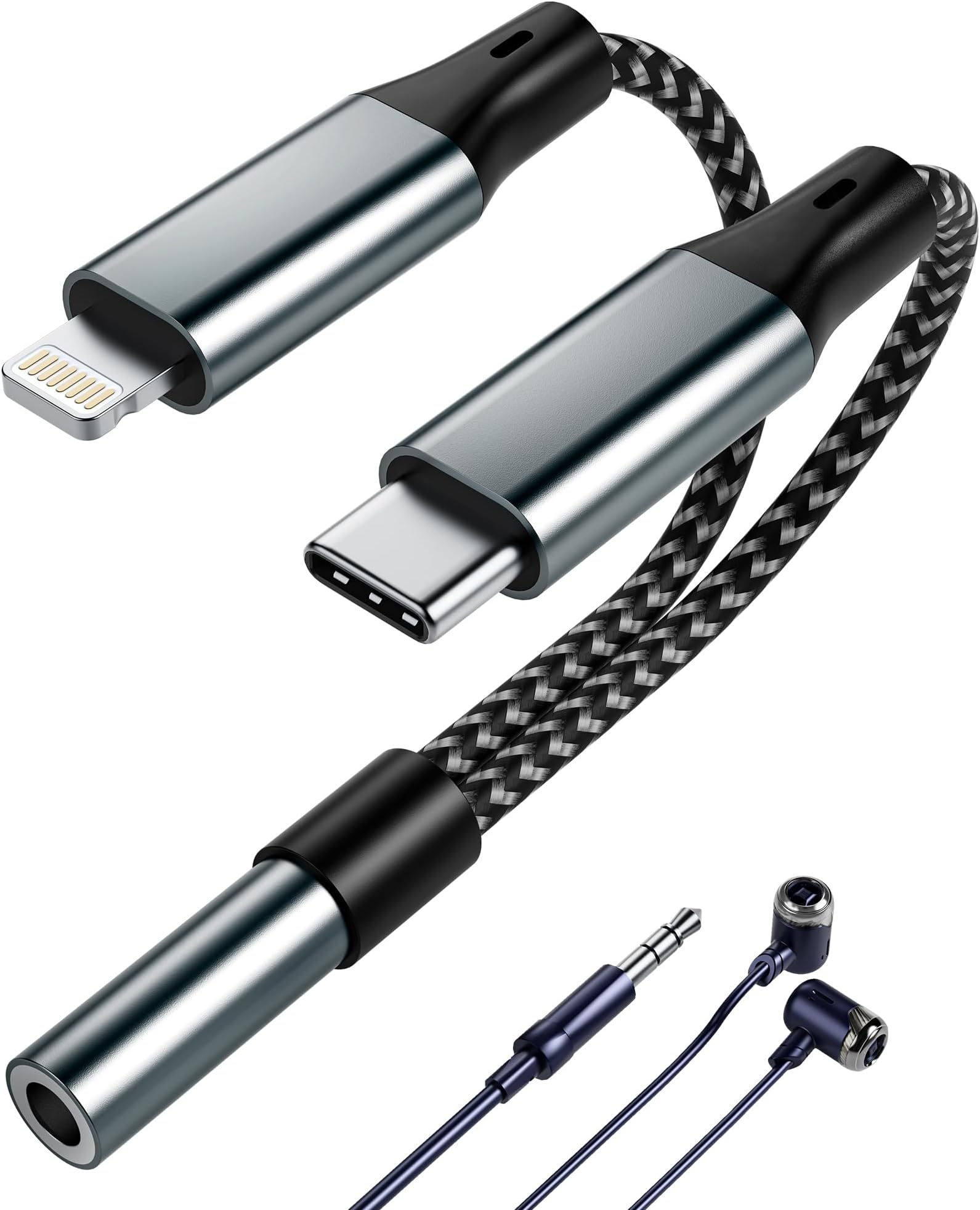 Amazon.com: USB C and Lightning to 3.5 mm Headphone Jack Adapter - 2 in ...