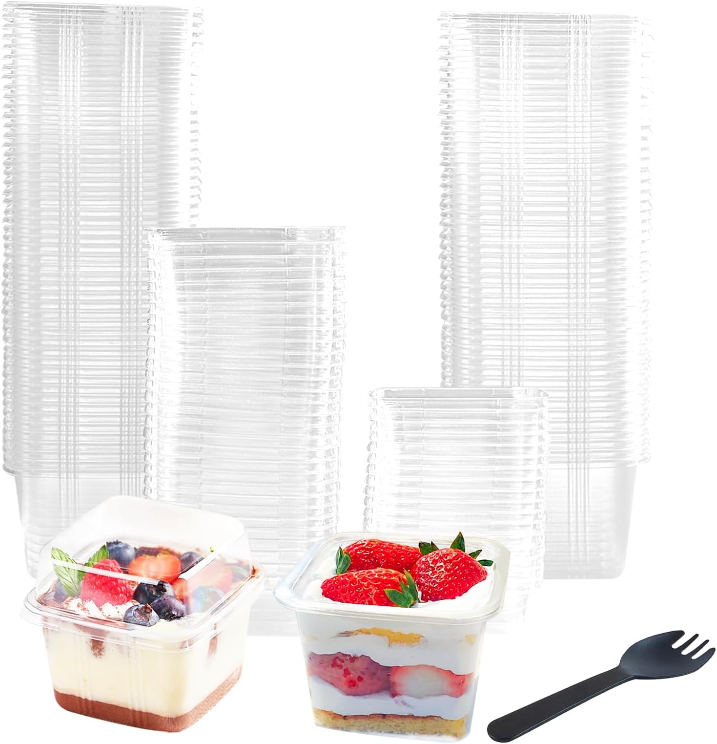 Amazon.com | 50-Pack Dessert Cups with Lids & Spoons – Ideal for ...