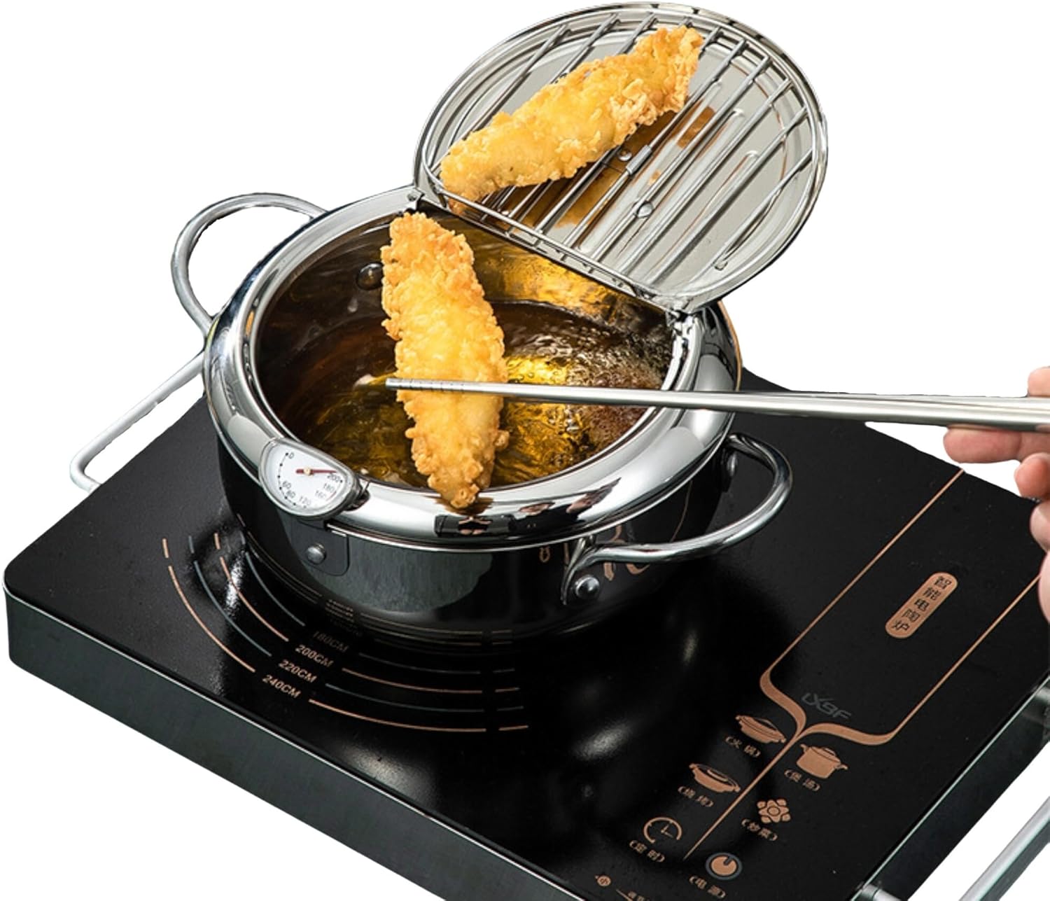 Amazon.com: Deep Fryer Pot, 24cm/3.2L Japanese Style Tempura Frying Pot ...