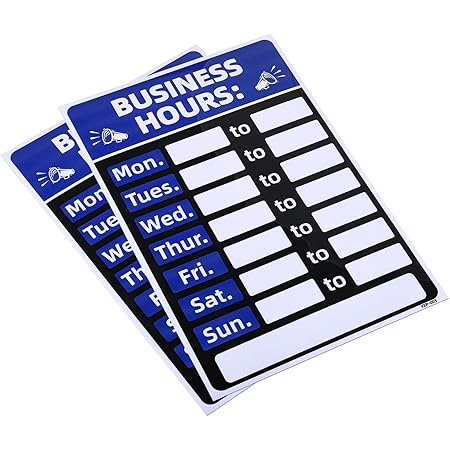 Amazon.com : PATIKIL Business Hour Sign, 2 Pack 8"x12" PVC Self ...