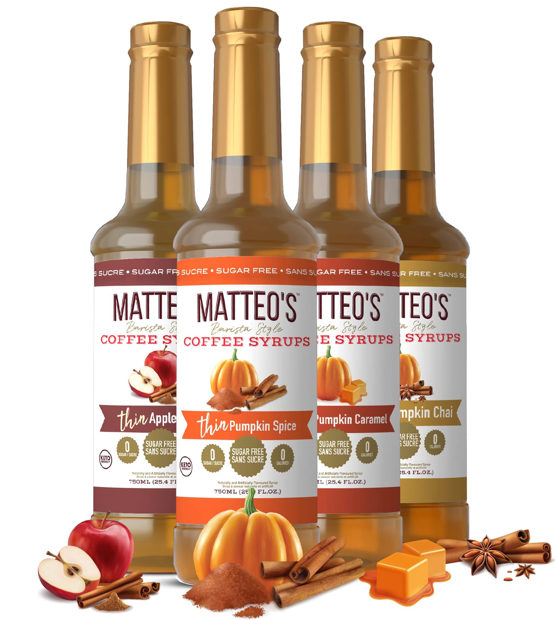 Matteo's Barista Style Sugar Free Coffee Syrup - 4 Flavor Harvest ...