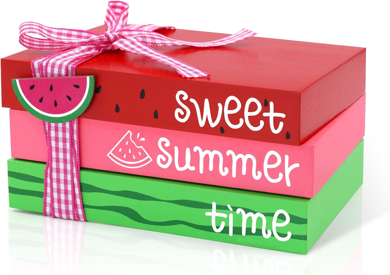 Amazon.com: Watermelon Wooden Book Stack Tiered Tray Decor Bar Sign ...