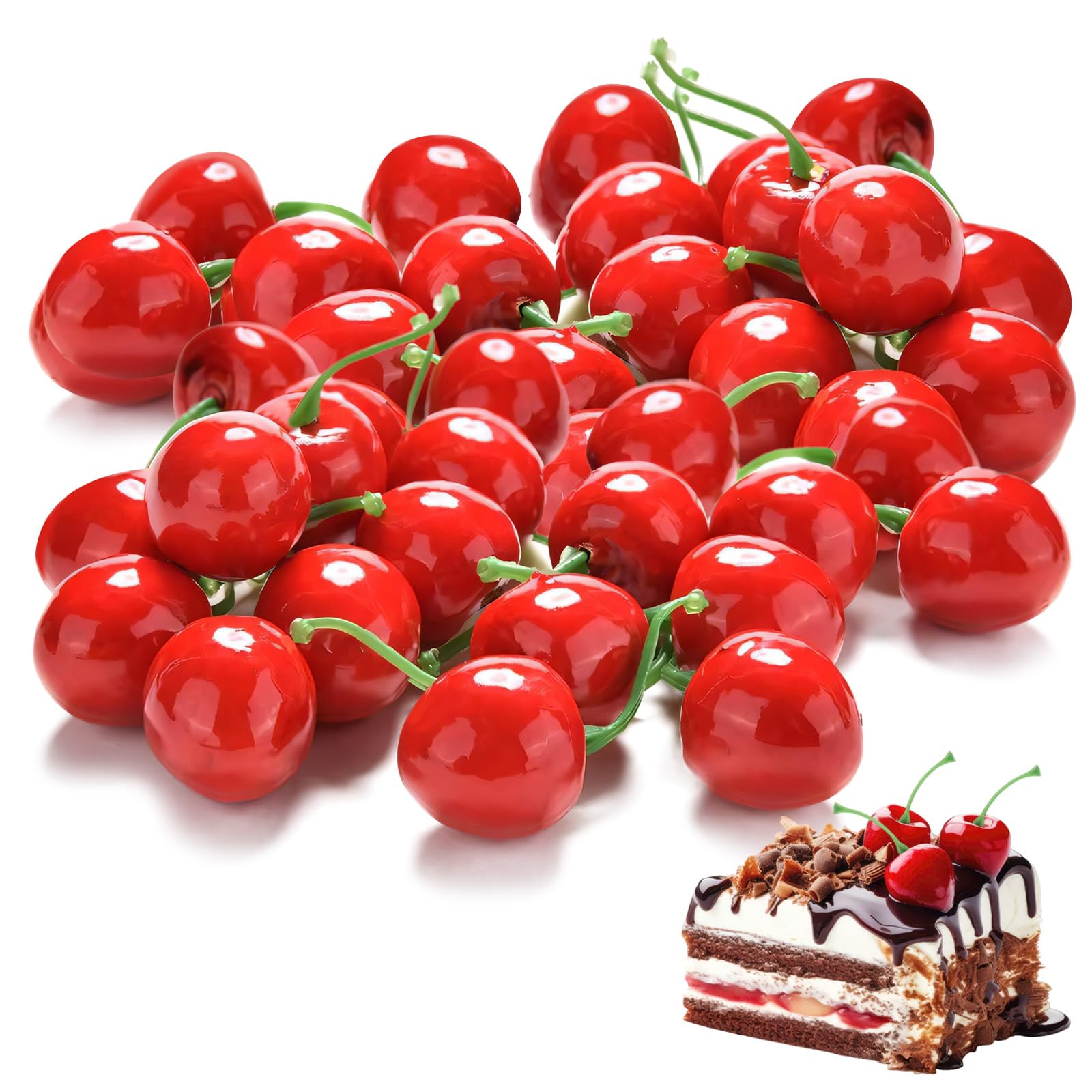 Amazon.com: Lorzot Fake Cherries [26Pcs] Artificial Cherry Decor ...