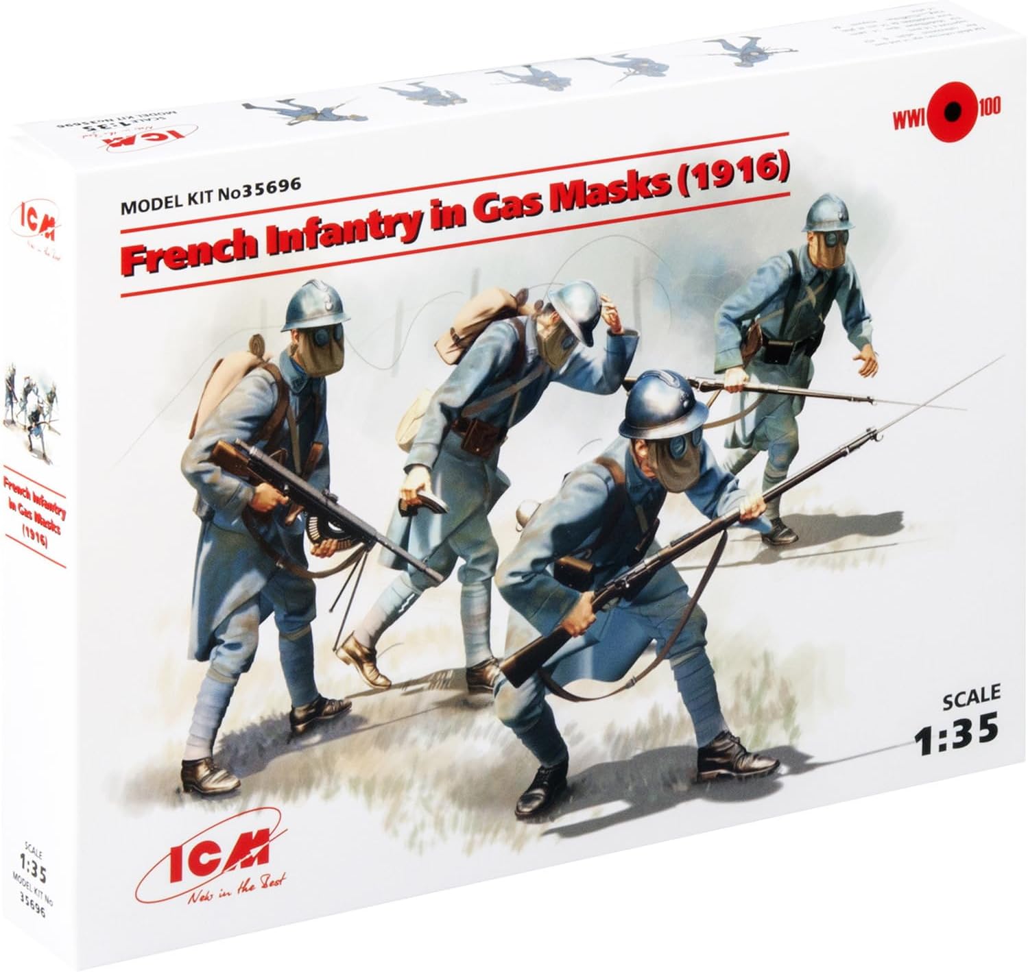 ICM 1/35 Scale French Infantry in Gas Masks (1918) (4 figures) - WWI ...