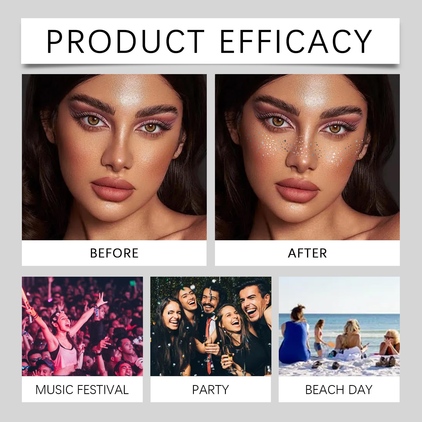 HERBENJOY Glitter Freckles Face Tattoo 6pcs Gold Face Glitter Freckles ...