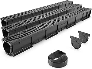 Vodaland EASY 1 Slim Plastic channel drain kit with plastic grating ...