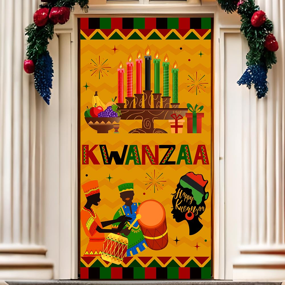Amazon.com: Vintage Happy Kwanzaa Decorations Happy Kwanzaa Door Cover ...