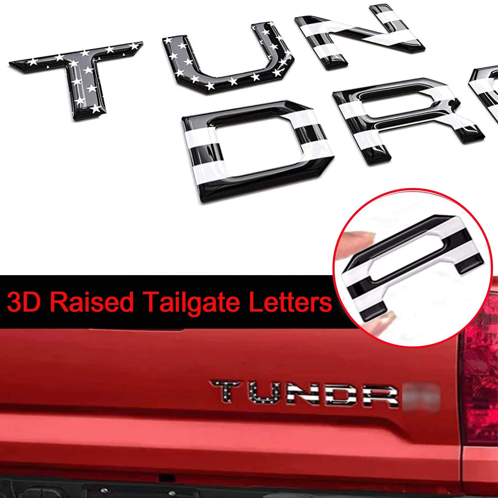 Buy 3D Raised Tailgate Insert Letters Rear Emblems, ABS Plastic Inserts ...