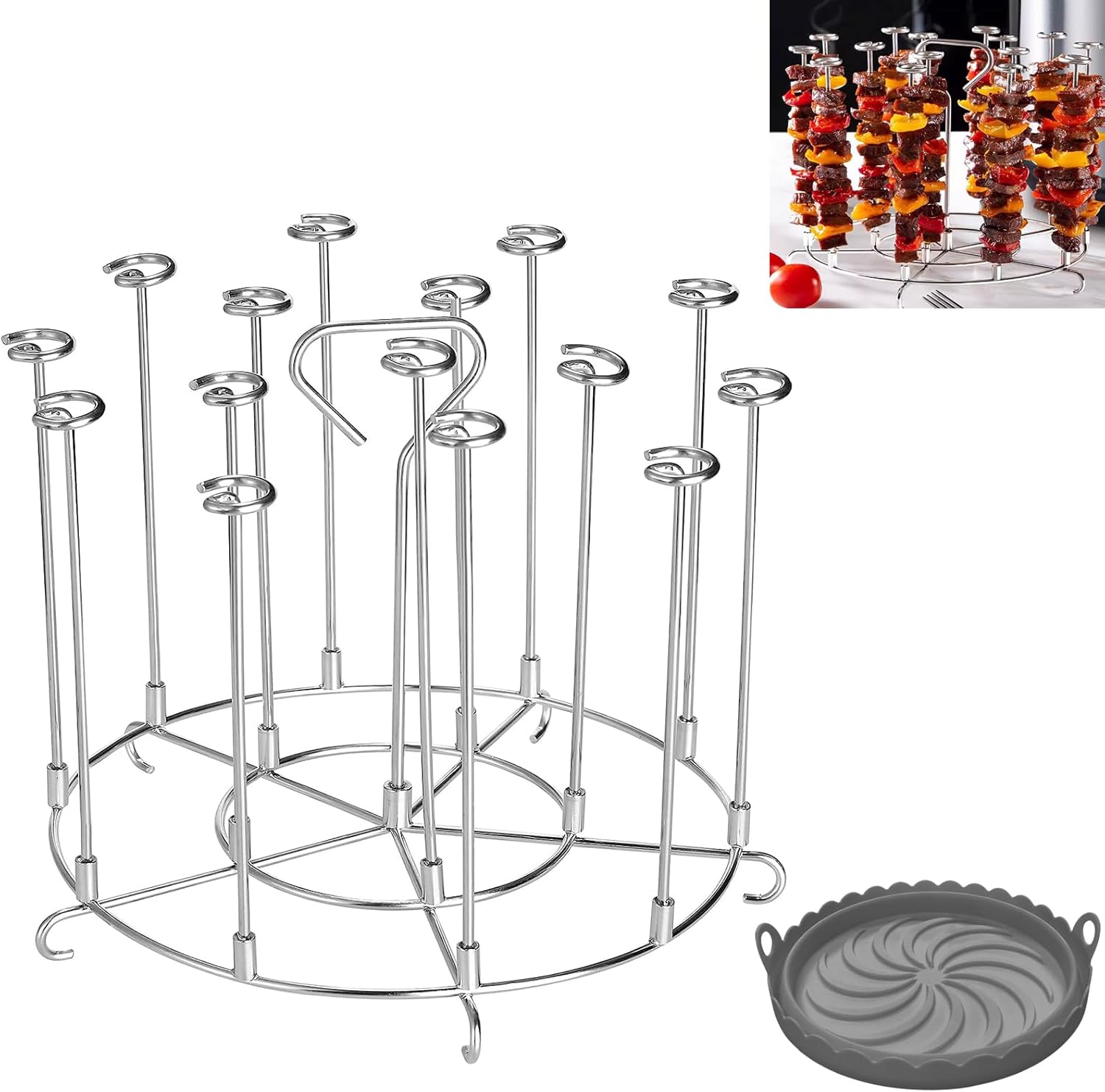 Air Fryer Skewer Stand Holder: YOYIAG Stainless Steel Kebab Stand with ...