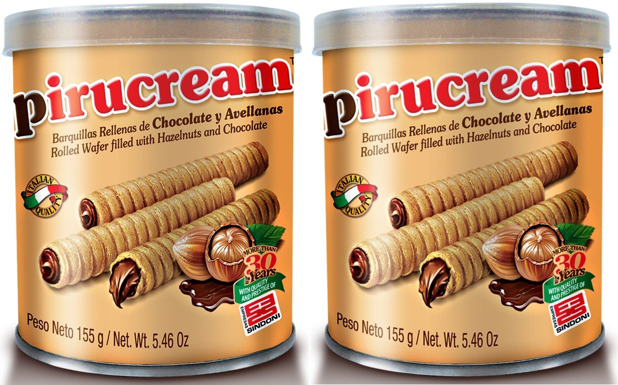 Amazon.com: Two Pack Pirucream Rolled Wafers, Chocolate Hazelnut Can ...