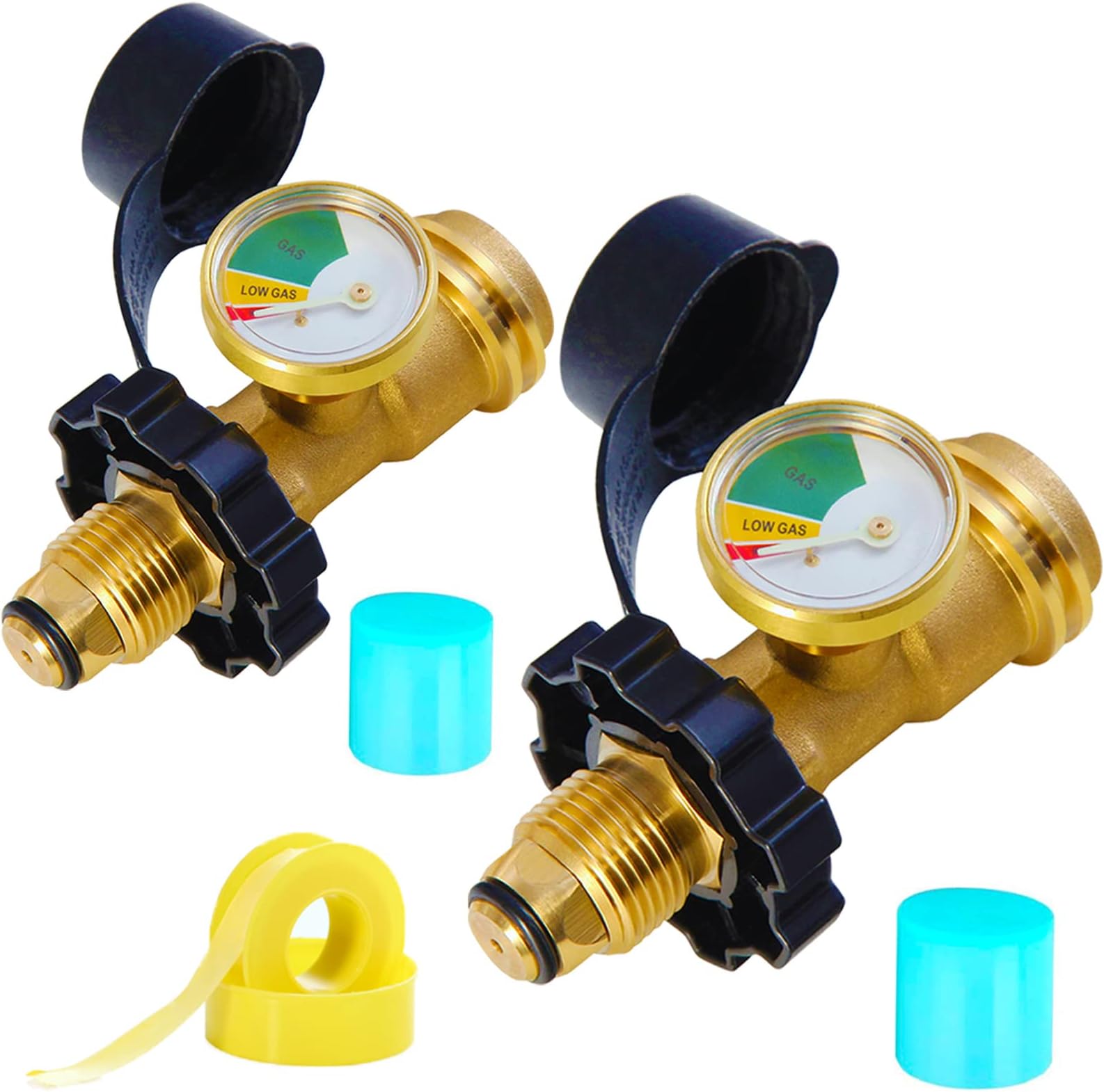 Amazon.com : 2 Pack POL Propane Tank Adapter with Gauge Converts POL LP ...