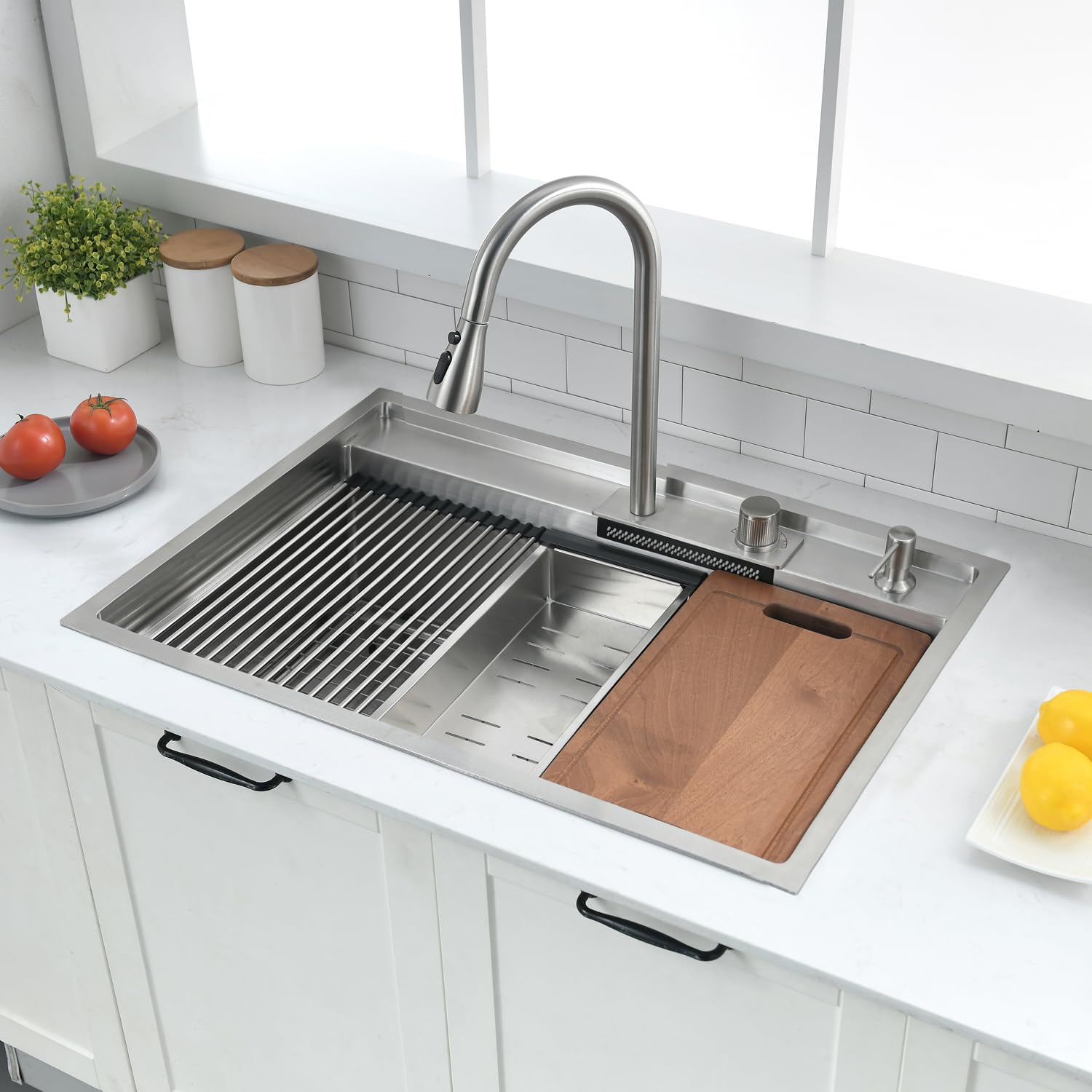 Snapklik.com : 30-inch Drop In Kitchen Sink Workstation Waterfall