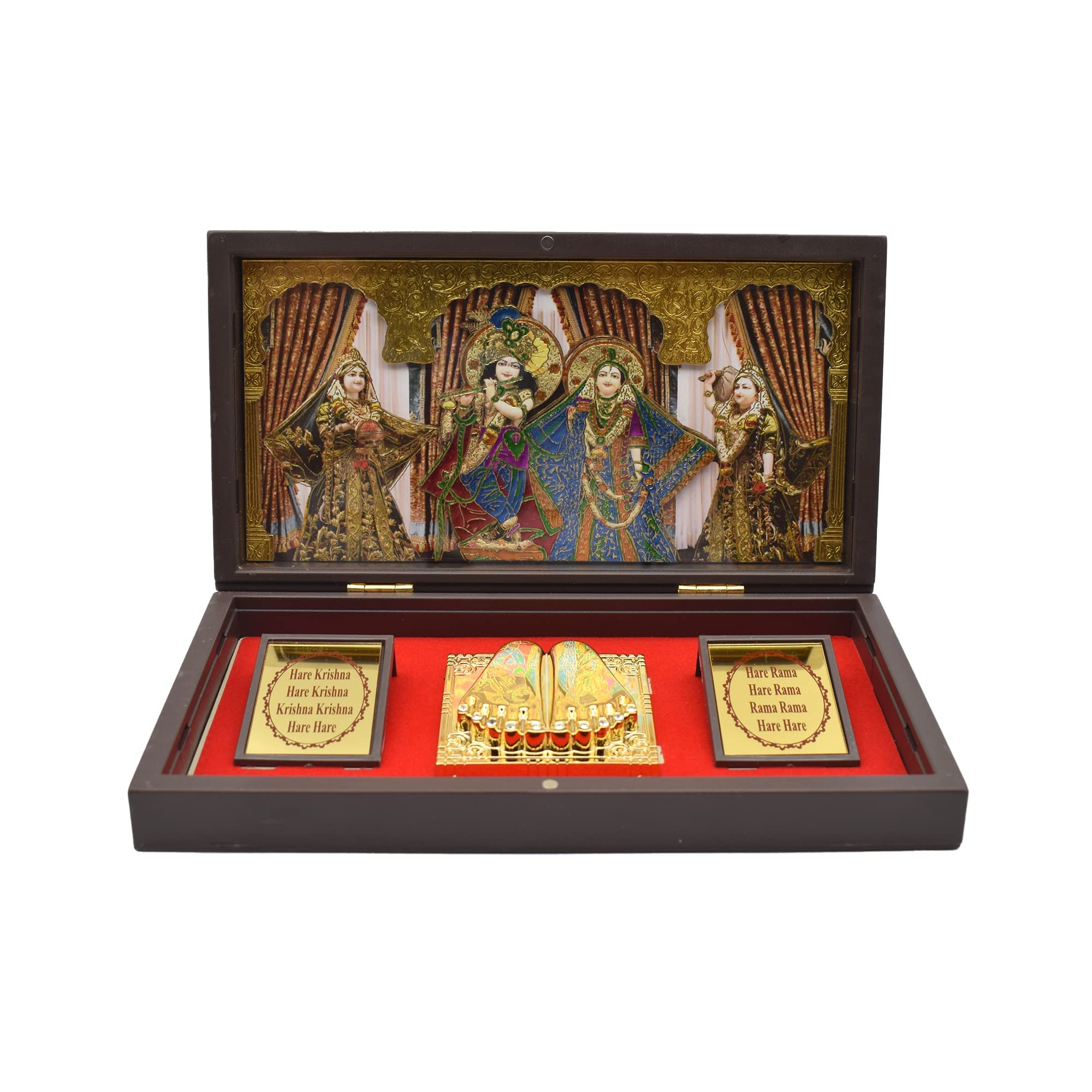 Buy PujaNPujari Gold Plated Radha Krishna Photo Frame with Charan ...