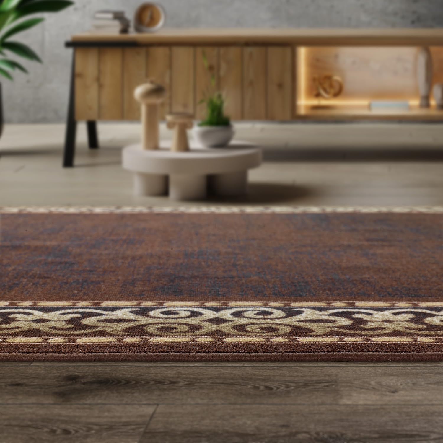 Antep Rugs Alfombras Bordered Modern 5x7 Non-Slip (Non-Skid) Low Pile ...