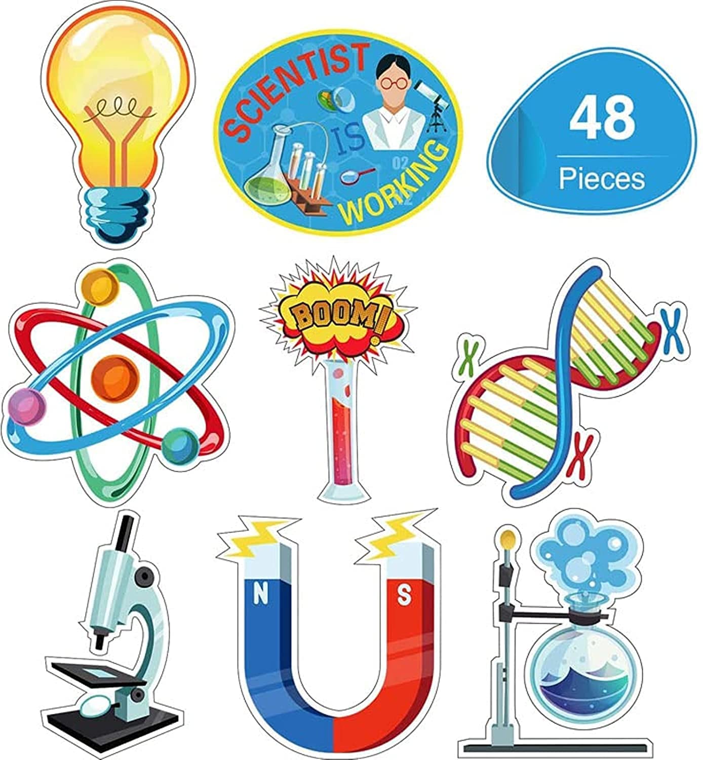 48 Pieces Science Bulletin Board Sets Laminated Lab Cutouts Class ...