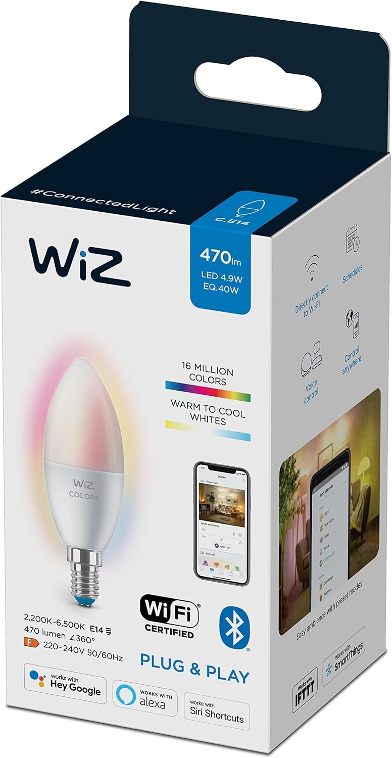WiZ E14 Wi-Fi + Bluetooth Candle LED Bulb, Multicolor : Amazon.com.au ...