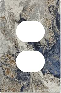 LOLREAI Decorative Outlet Covers Abstract Gold Grey Blue Marble Swirl ...