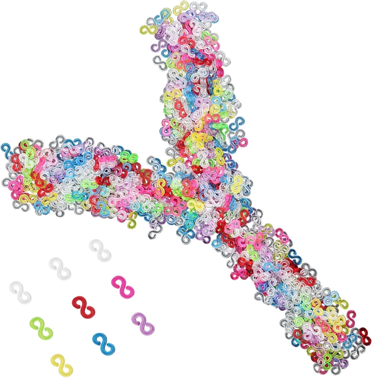 100PCS Random Color S clips Loom Bands Plastic Refill Knit Kit DIY Ring ...