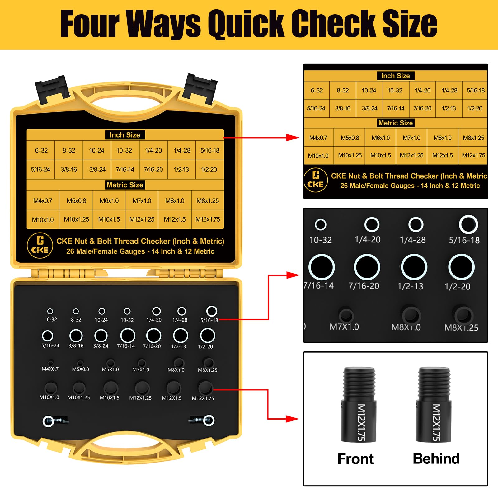 Snapklik.com : PatentCKE Upgraded Stainless Steel Nut & Bolt Thread Checker