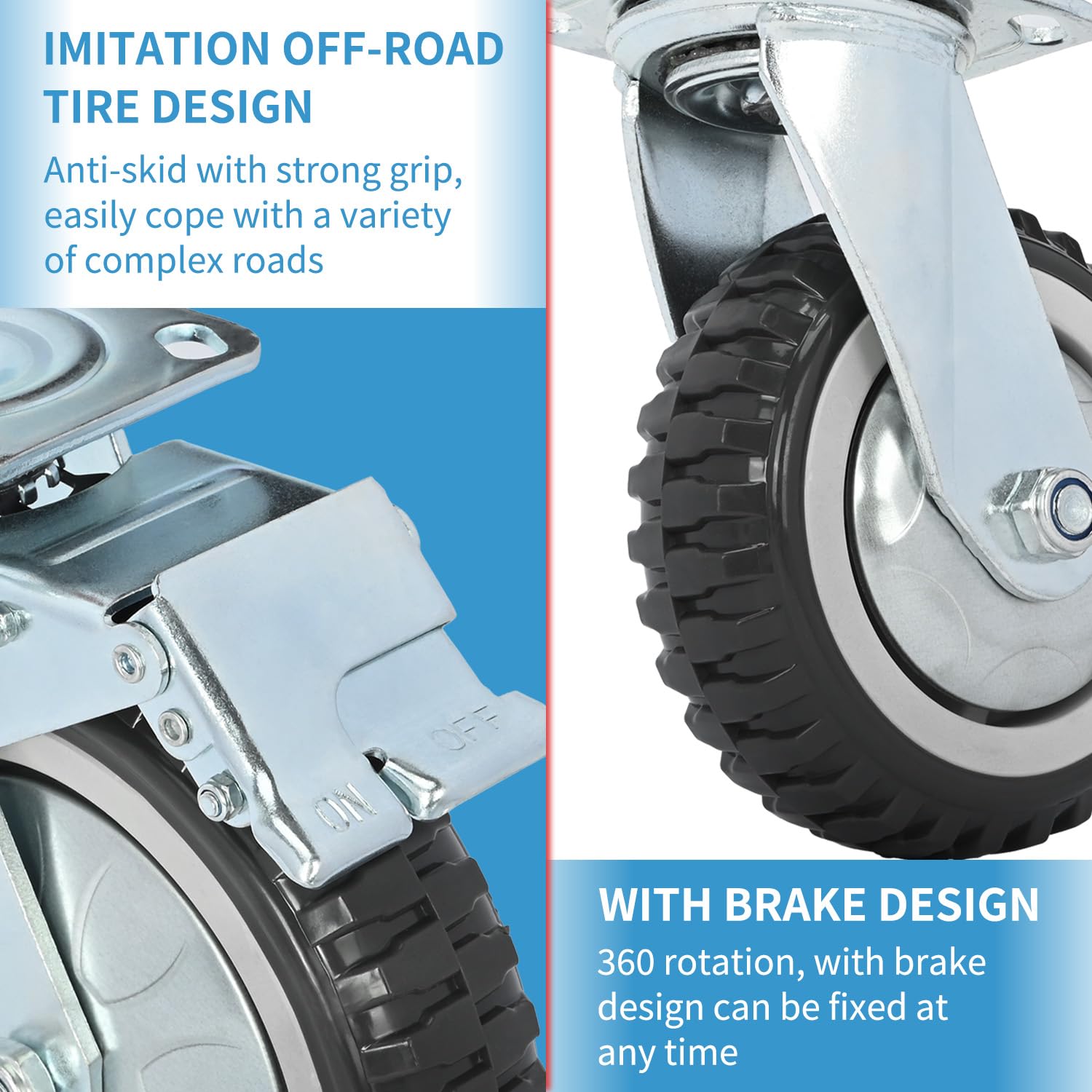 Snapklik.com : Uyoyous 6 Inch Casters Set Of 4, Heavy Duty Industrial ...
