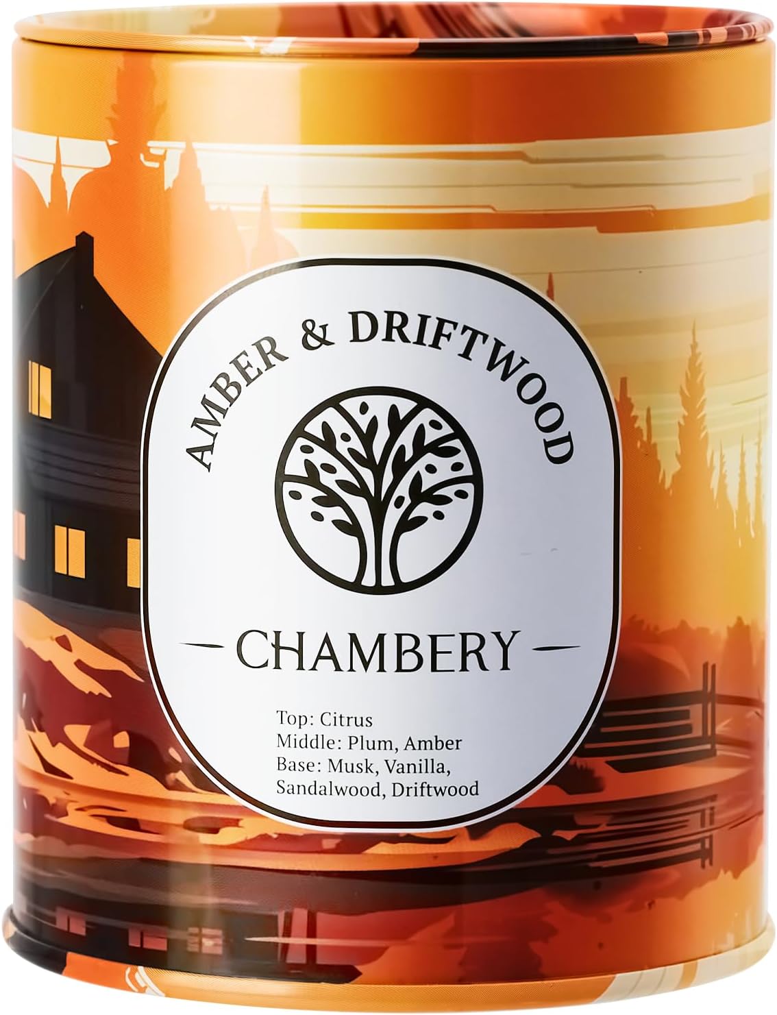 Amazon.com: CHAMBERY Amber & Driftwood Candle | Autumn Sunset Over ...