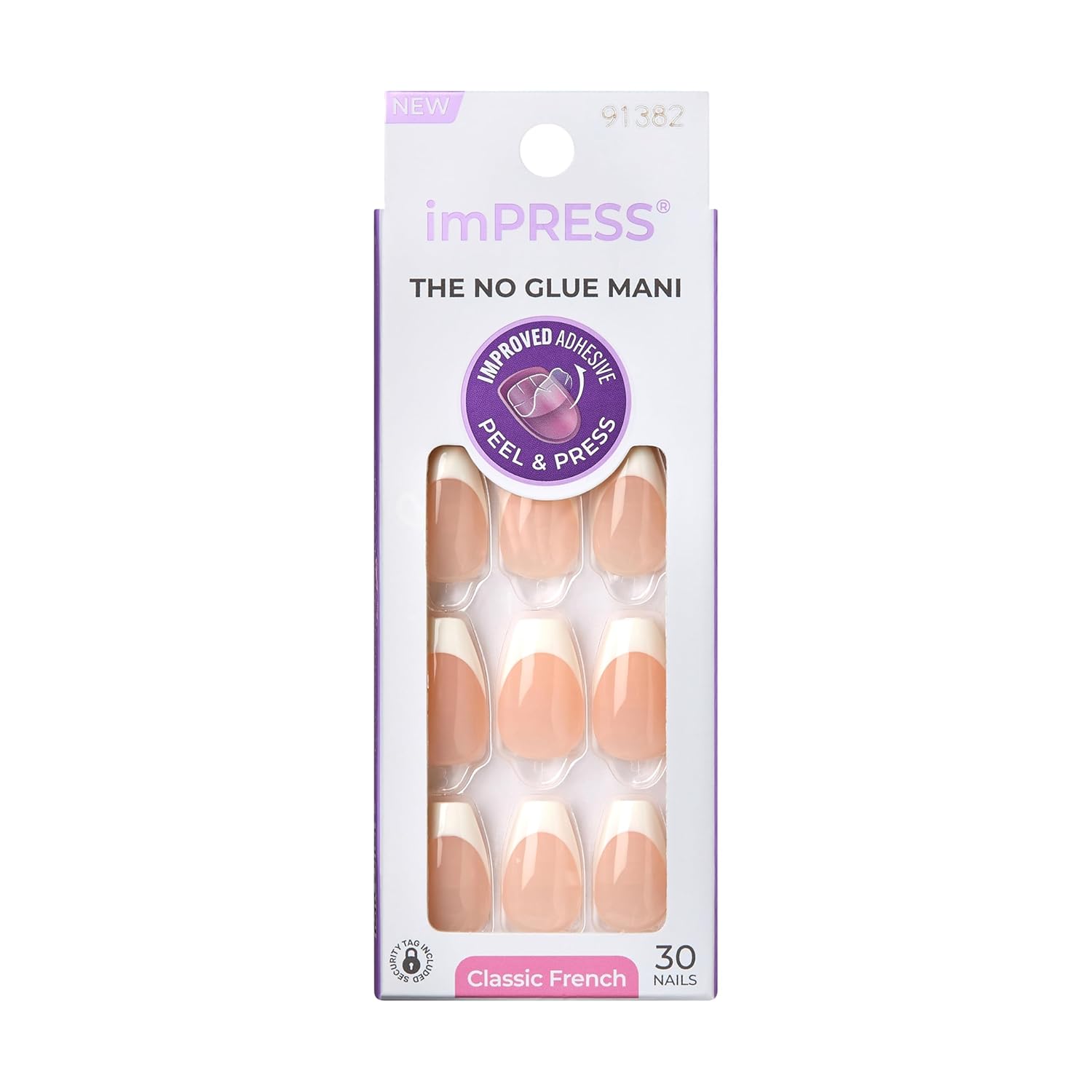 Amazon.com: KISS imPRESS No Glue Mani Press-On Nails, French, 'Ideal ...
