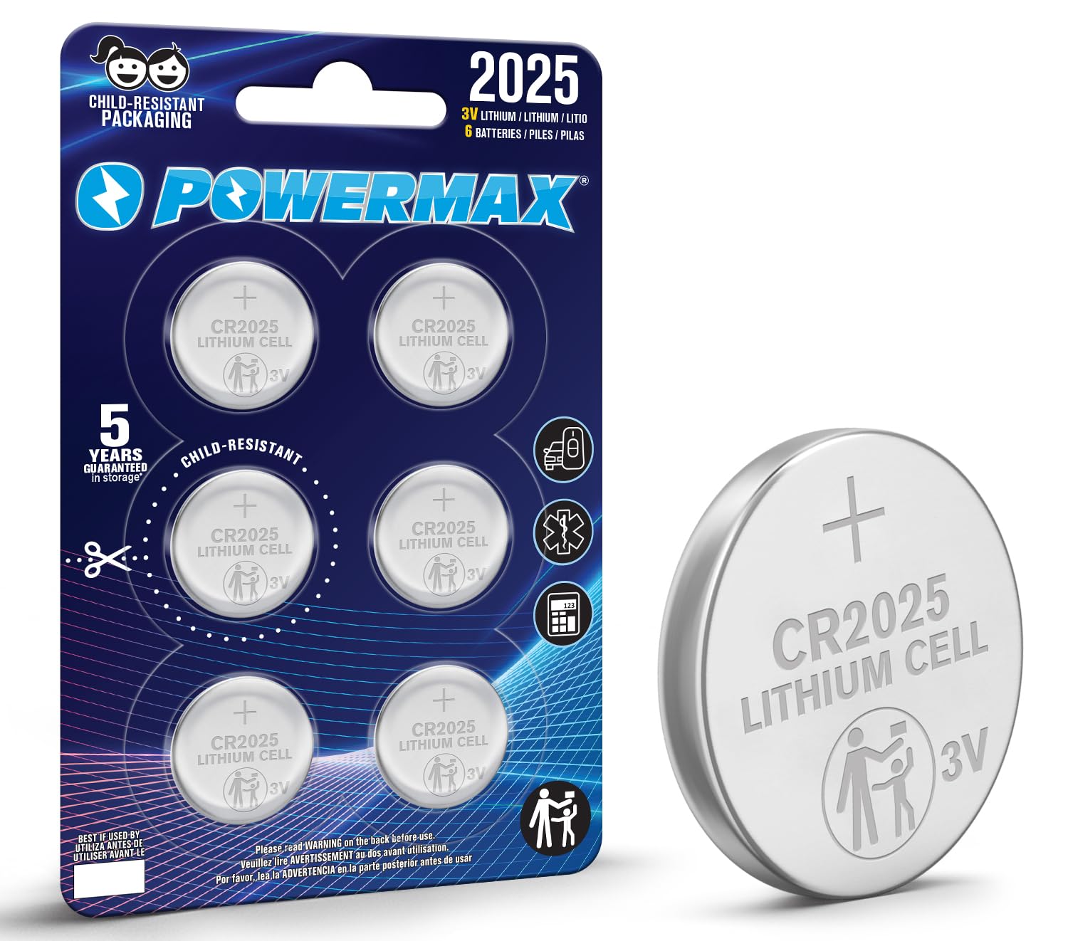 Snapklik.com : Powermax CR2025 3V Lithium Coin Cell Battery