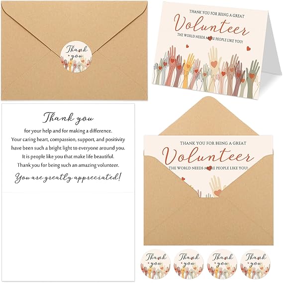 Amazon.com: Sinload Volunteer Thank You Cards with Envelopes and ...