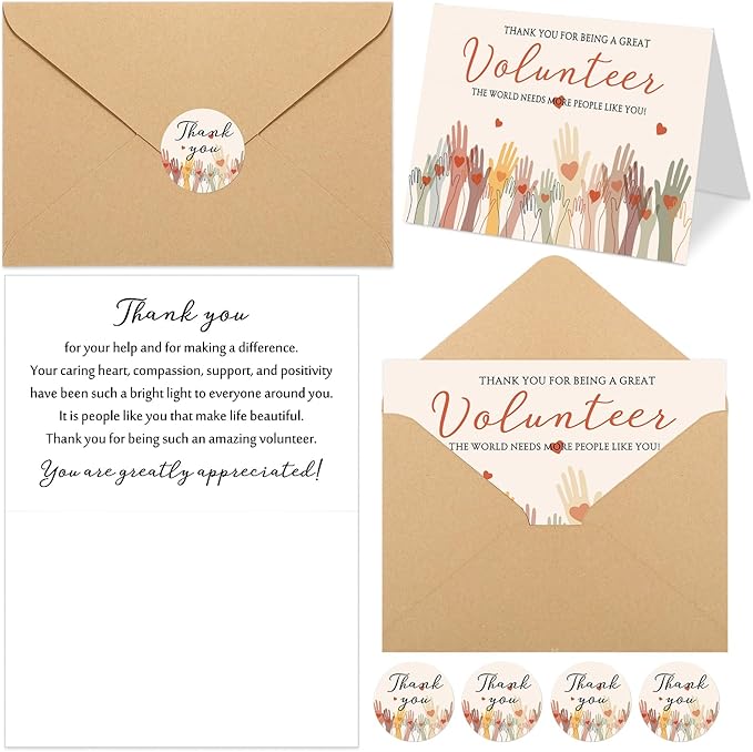 Amazon.com: Sinload Volunteer Thank You Cards with Envelopes and ...